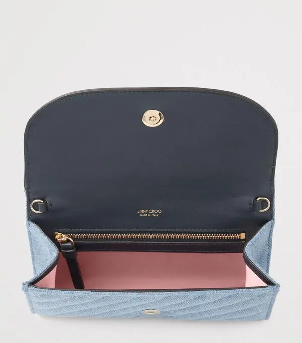 JIMMY CHOO Curve Denim Wallet On Chain