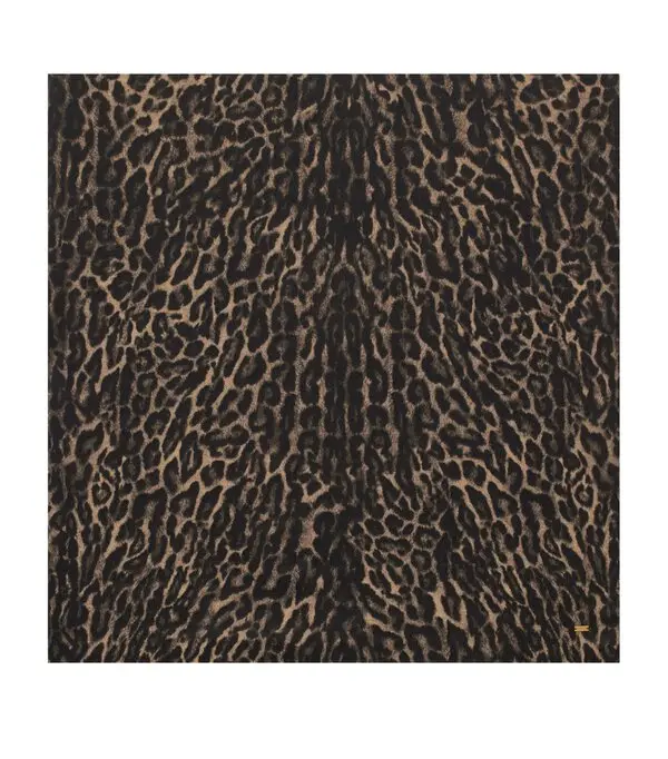 Saint Laurent Mohair-blend Leopard Print Square Scarf - Nude
