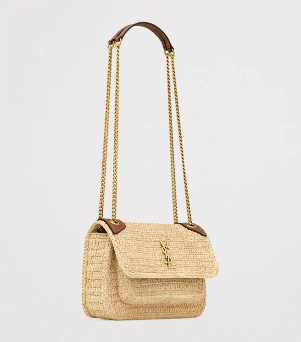 Saint Laurent Mini Raffia Nikki Shoulder Bag