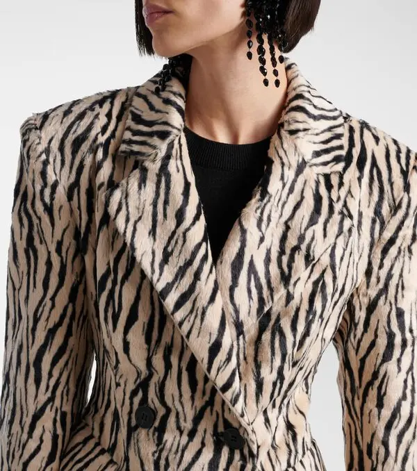 ROTATE BY BIRGER CHRISTENSEN Zebra-print Cotton-blend Coat