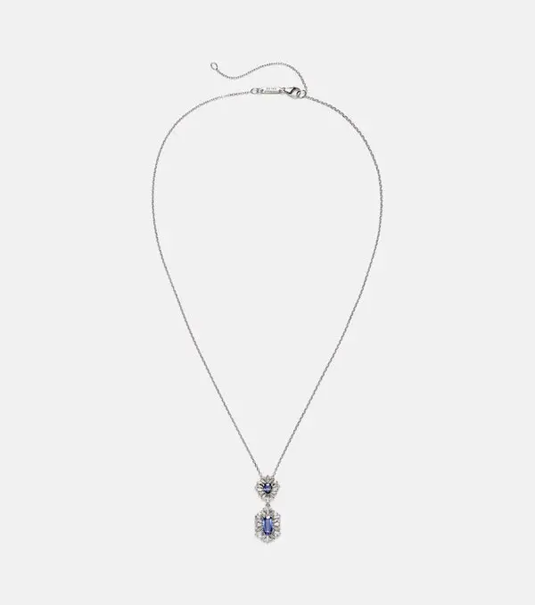 SUZANNE KALAN 18kt White Pendant Necklace With Sapphires And Diamonds - Gold