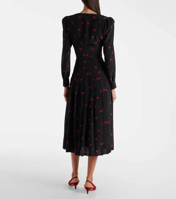 Alessandra Rich Bow-detail Printed Silk Midi Dress