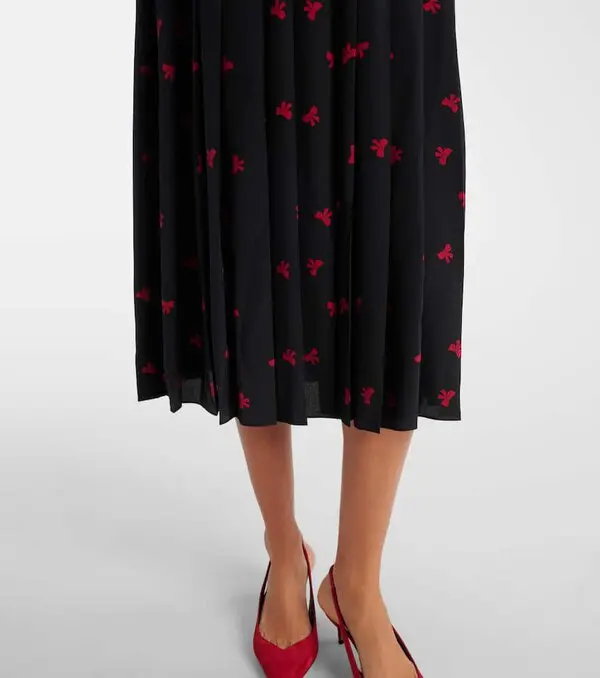Alessandra Rich Bow-detail Printed Silk Midi Dress
