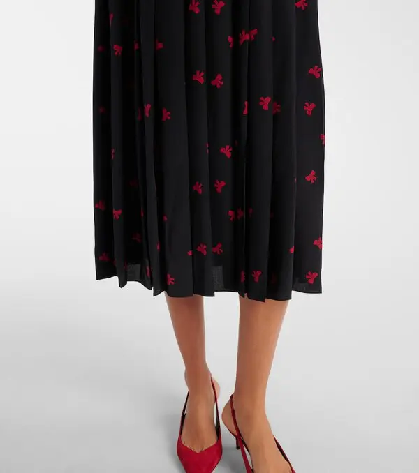 Alessandra Rich Bow-detail Printed Silk Midi Dress