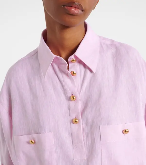 Valentino Garavani Oversized Linen Polo Shirt - Pink