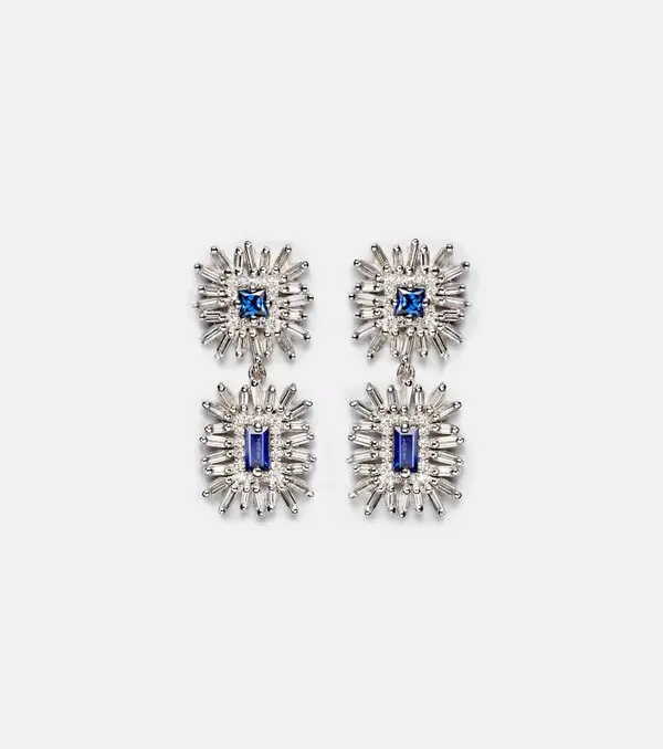 SUZANNE KALAN 18k White Drop Earrings With Sapphires And Diamonds - Gold