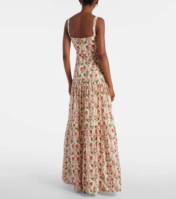 Agua Bendita Lima Floral Linen Maxi Dress - Multicoloured