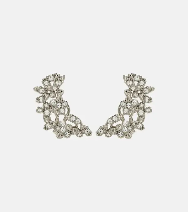 JIL SANDER Crystal-embellished Ear Climbers - Silver