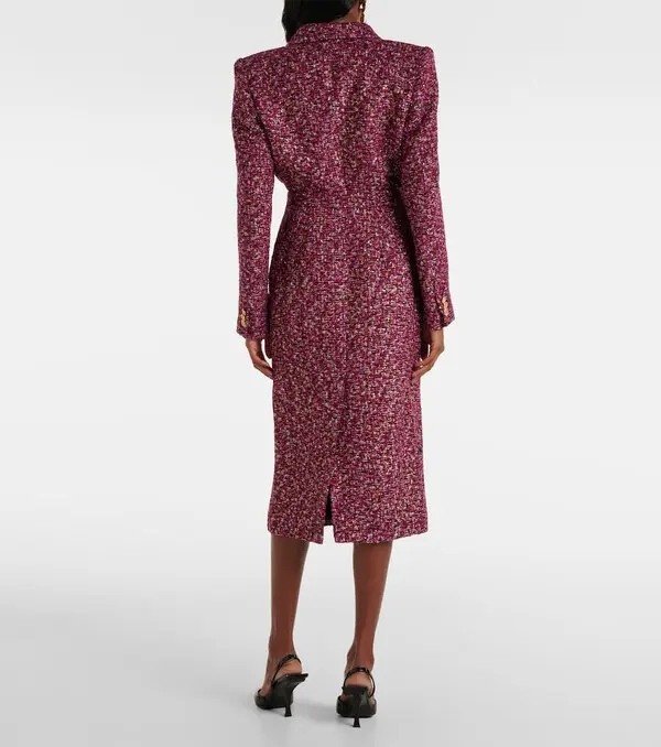 Alessandra Rich Sequined Tweed Midi Skirt - Purple