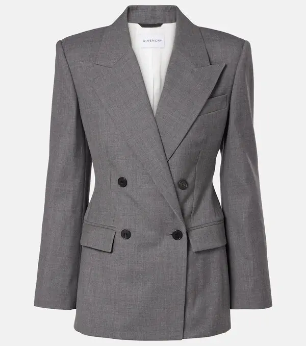 Givenchy Double-breasted Wool Blazer - Grey