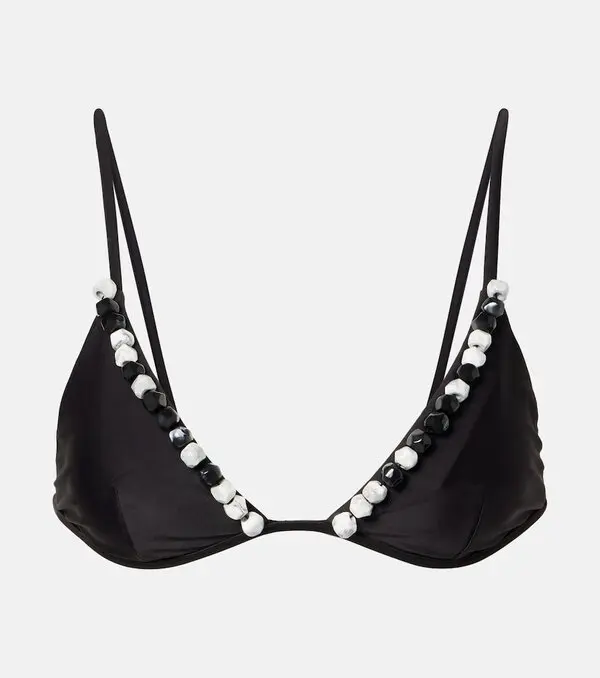 SIR. Baci Beaded Bikini Top - Black