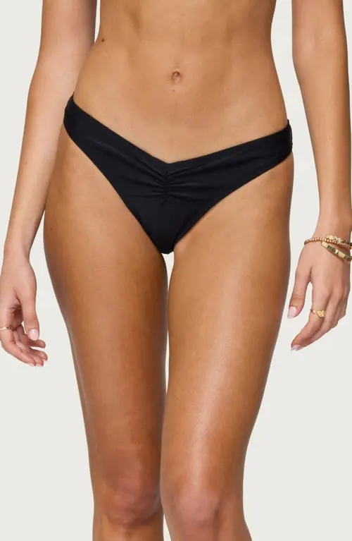 EDIKTED Starfish Ruched Bikini Bottoms - Black