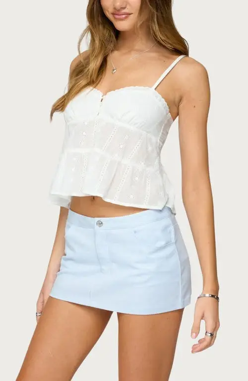EDIKTED Eyelet Crop Cotton Babydoll Tank Top