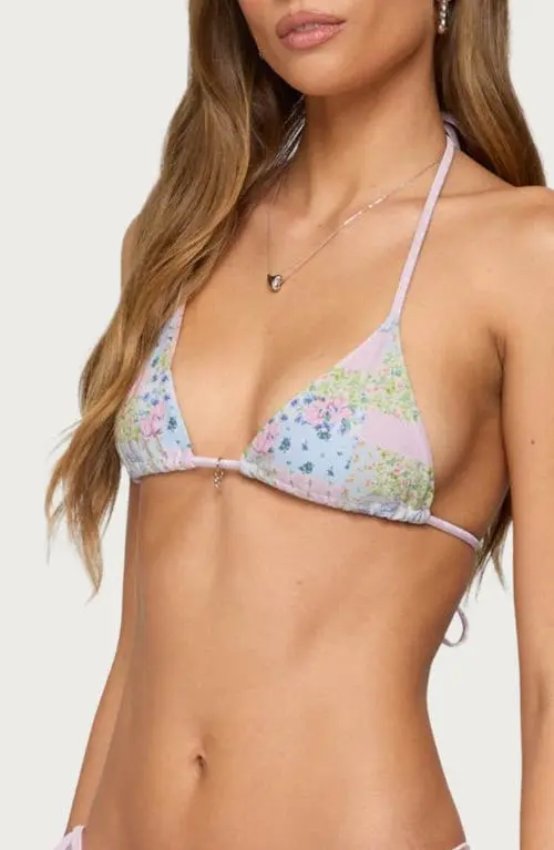 EDIKTED Patchwork Triangle Bikini Top