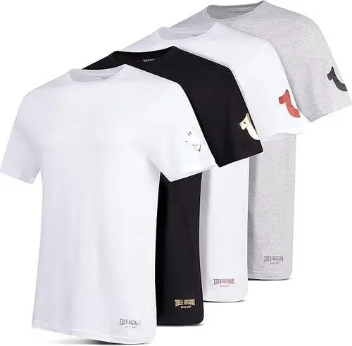 True Religion Crew Neck Undershirts 4 Pack - White/white/heather Grey/black