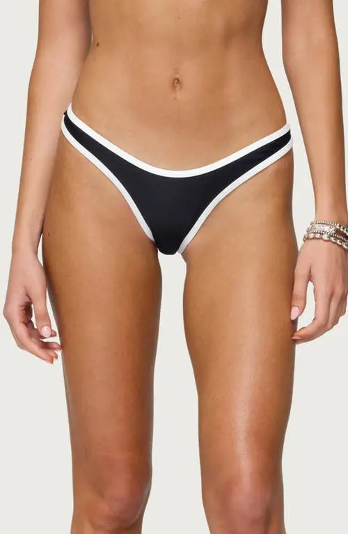 EDIKTED Contrast Trim Bikini Bottoms - Black
