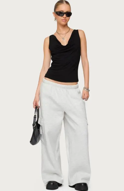EDIKTED Wide Leg Cargo Sweatpants - Light-gray