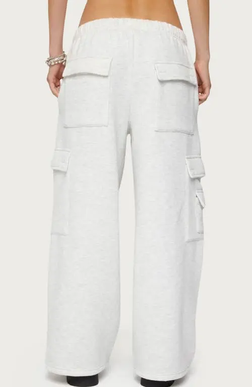 EDIKTED Wide Leg Cargo Sweatpants - Light-gray