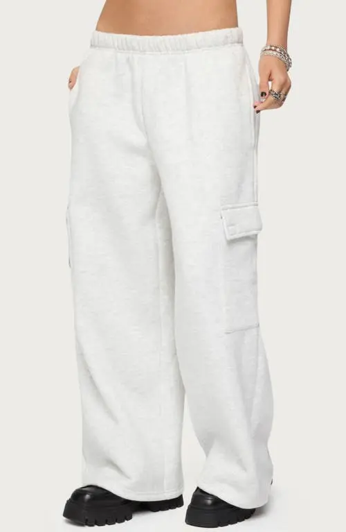 EDIKTED Wide Leg Cargo Sweatpants - Light-gray