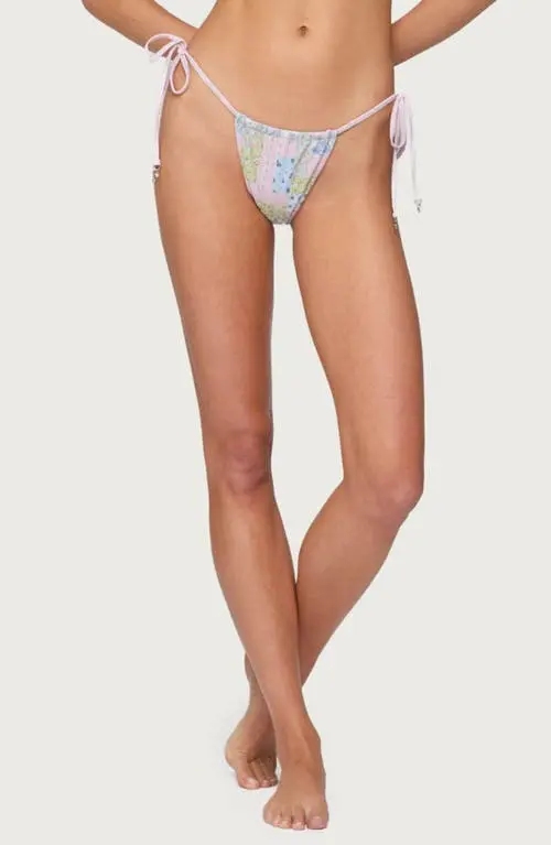 EDIKTED Patchwork String Bikini Bottoms