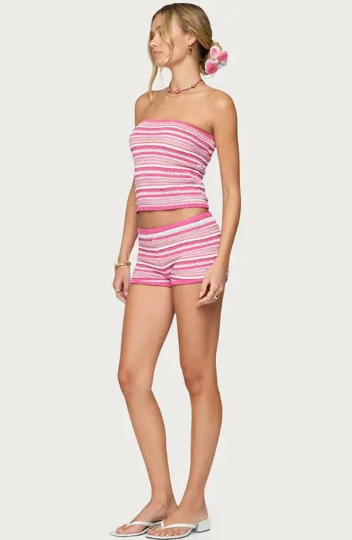 EDIKTED Stripe Knit Low Rise Shorts