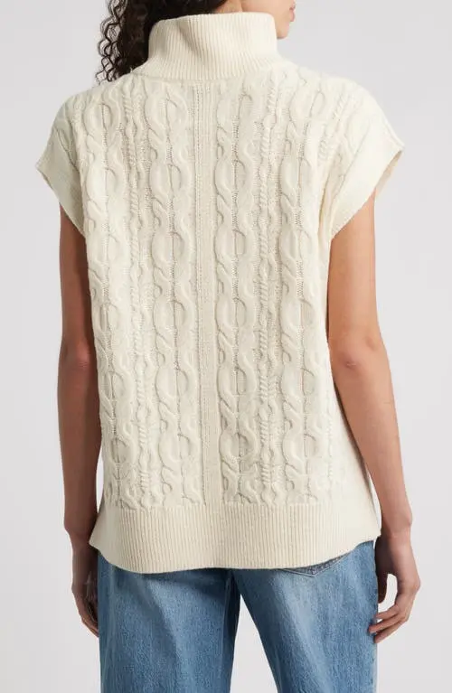 525 America Cable Sleeveless Mock Neck Sweater