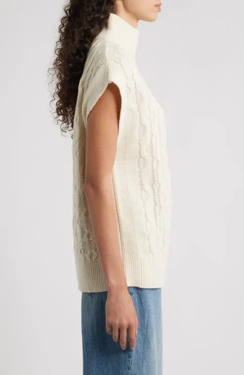 525 America Cable Sleeveless Mock Neck Sweater