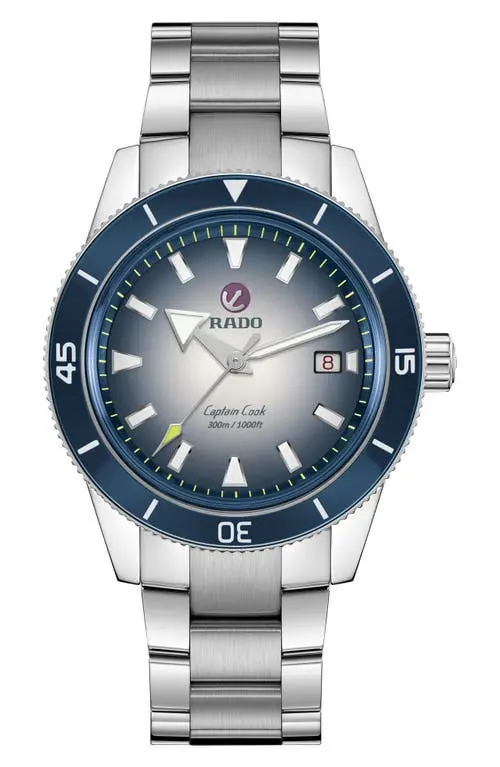 RADO Captain Cook Automatic Bracelet Watch - Silver/blue