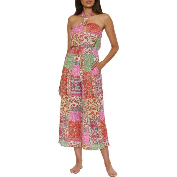 Lucky Brand Seville Crop Cover-up Jumpsuit - Pink Multi