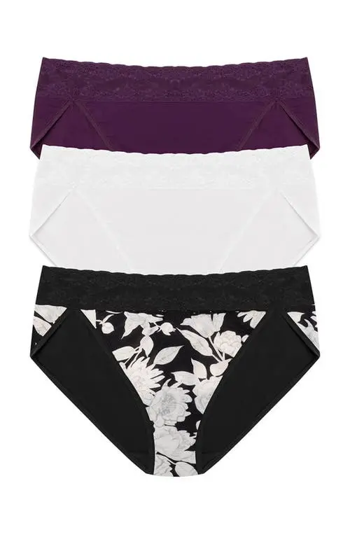 Natori Bliss Perfection French Cut Brief 3-pack - Garden Rose Prt/cocont/fig Jam