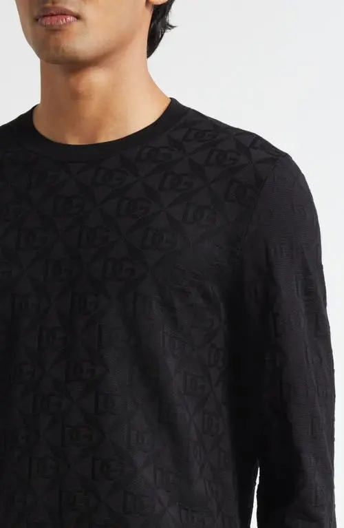 Dolce & Gabbana Logo Jacquard Silk Crewneck Sweater