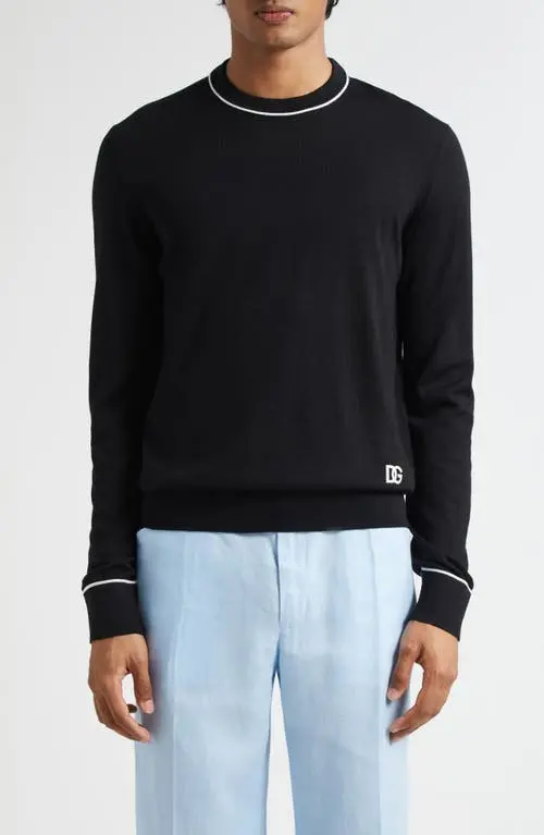 Dolce & Gabbana Tipped Virgin Wool Crewneck Sweater
