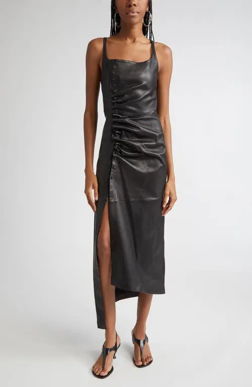 Rabanne Stud-Embellished Ruched Maxi Dress - Black