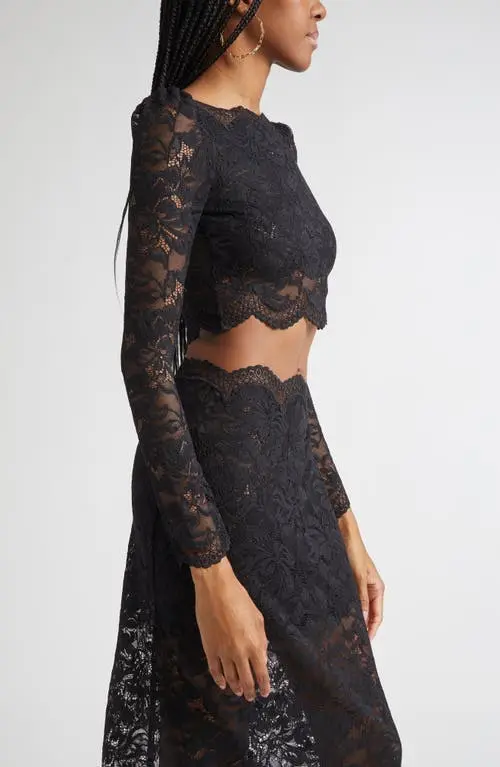 Rabanne Stretch Lace Crop Top - Black