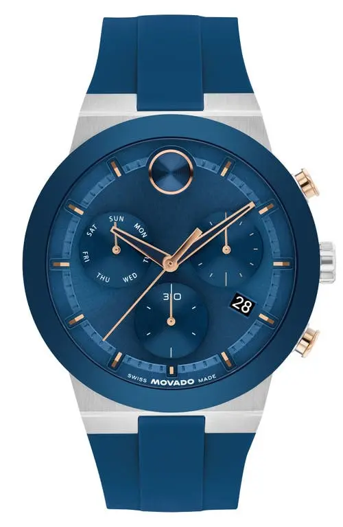 Movado Bold Fusion Chronograph Silicone Strap Watch - Blue