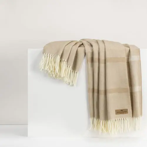 LANDS DOWNUNDER Montauk Stripe Herringbone Throw - Dune