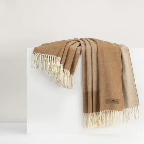 LANDS DOWNUNDER Border Herringbone Throw - Caramel