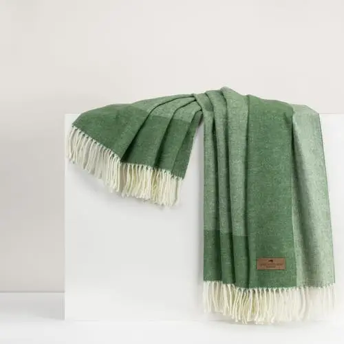 LANDS DOWNUNDER Border Herringbone Throw - Olive