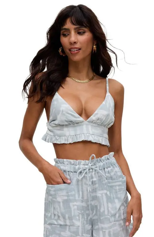 RAFFYA Bonnie A-line Warhol Print Bralette Top - Sky Blue