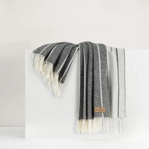 LANDS DOWNUNDER Fiji Stripe Throw - Charcoal