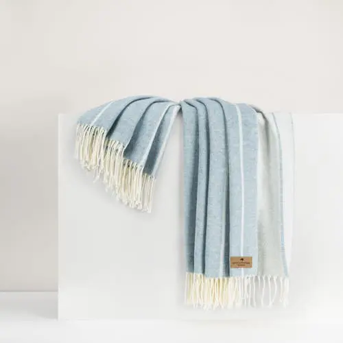LANDS DOWNUNDER Fiji Stripe Throw - Crystal Blue