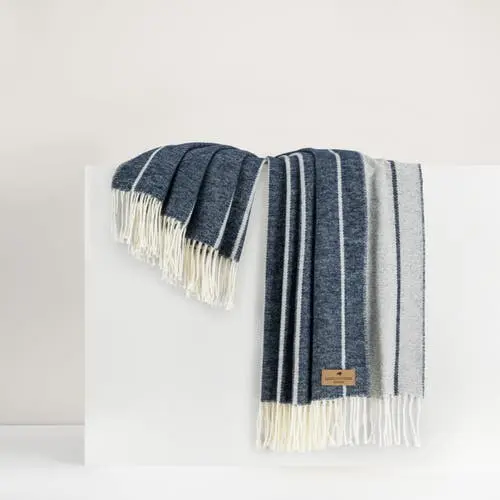 LANDS DOWNUNDER Fiji Stripe Throw - Navy