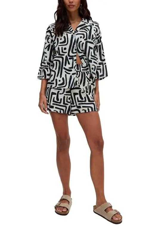 RAFFYA Nicola Warhol Print Paperbag Waist Shorts