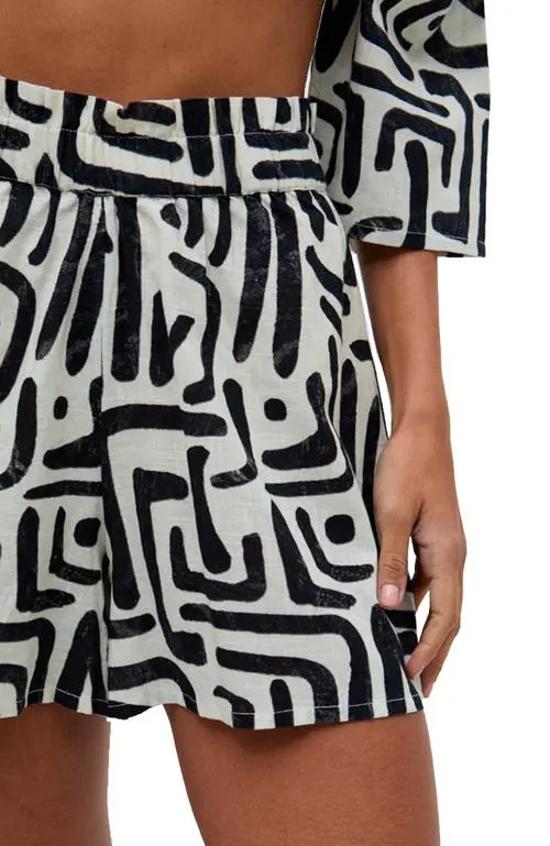 RAFFYA Nicola Warhol Print Paperbag Waist Shorts
