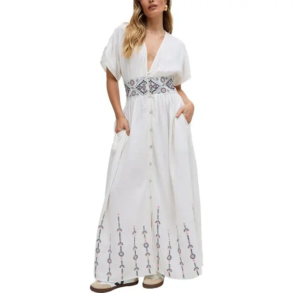 RAFFYA Sally Ann Button-down Maxi Dress