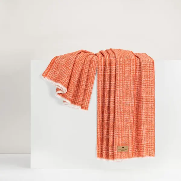 LANDS DOWNUNDER Sutton Plaid Throw - Mandarin