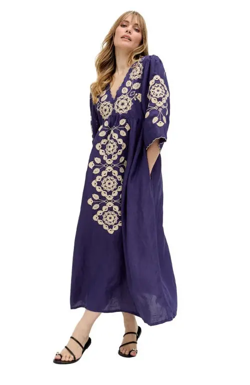 RAFFYA Arianna Embroidered Maxi Dress