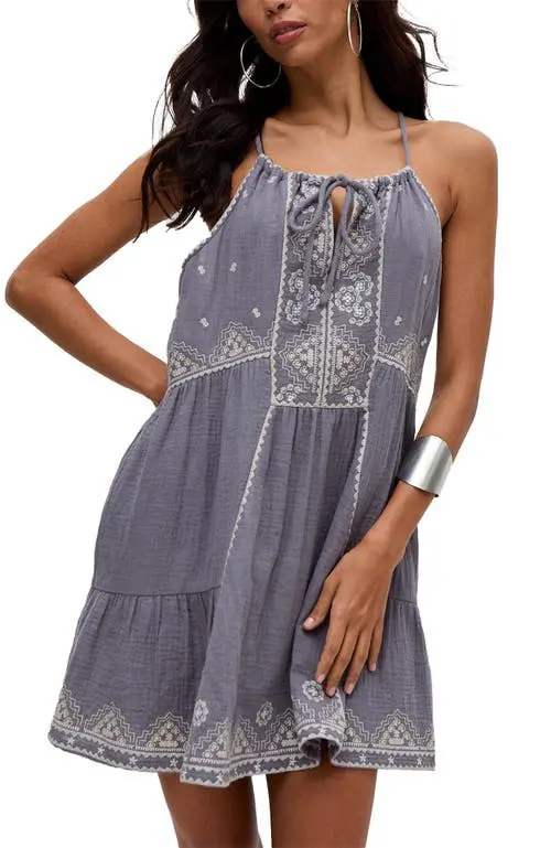 RAFFYA Jen Embroidered Tiered Mini Dress