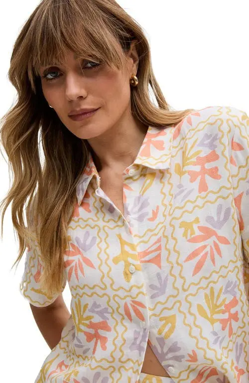 RAFFYA Matisse Floral Patchwork Button-down Shirt