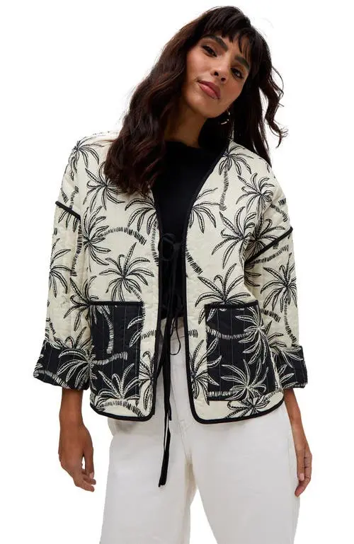 RAFFYA Felicity Palm Print Reversible Jacket